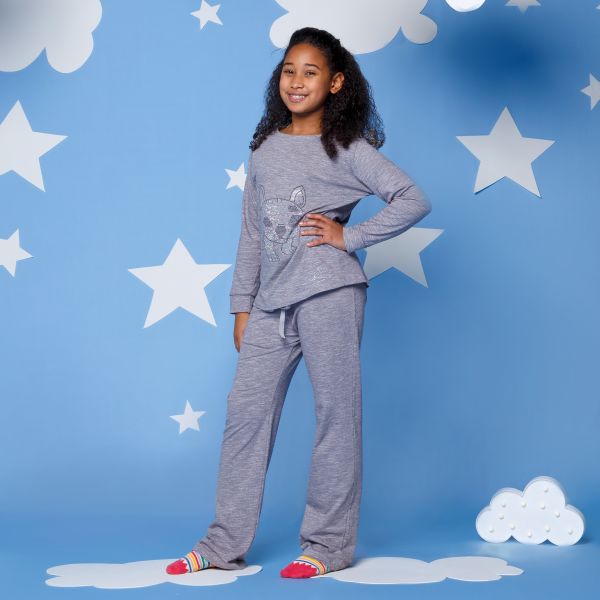 Pijama Infantil Longo Mescla Claro Dog - Ahavá Store